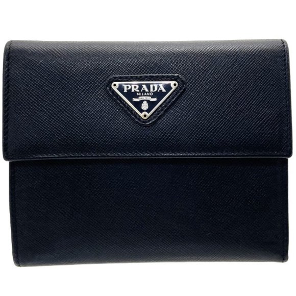 Prada | Accessories | Prada Triangle Trifold Wallet Saffiano Leather ...